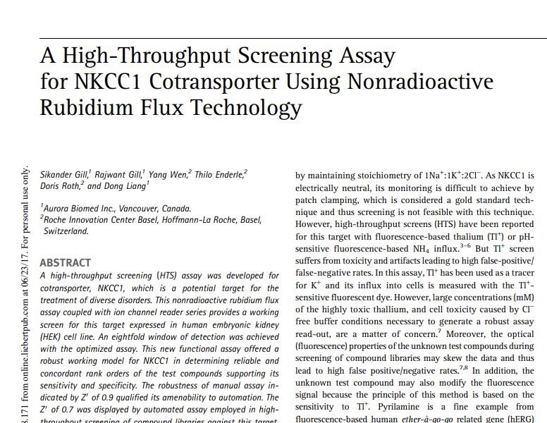 NKCC转运蛋白药物开发 | 欧罗拉